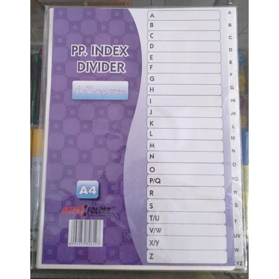 Jual Index Divider InterX A4 A-Z ABJAD/Pembatas File Dokumen/Pembatas Buku | Shopee Indonesia