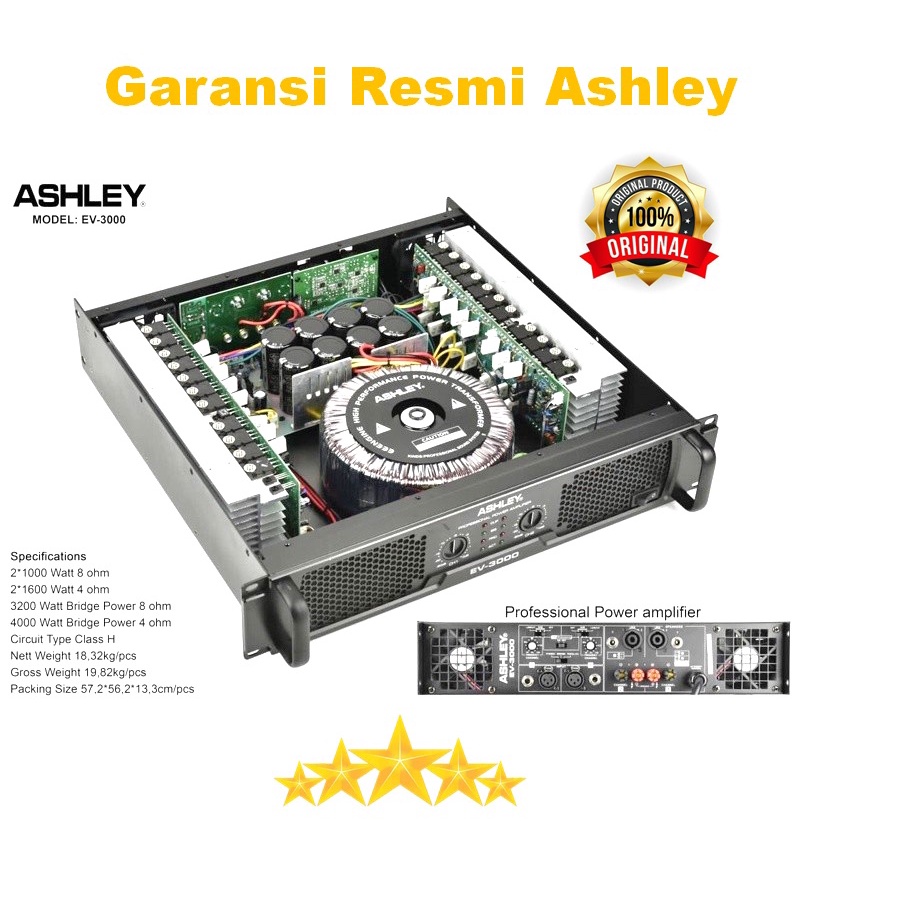 Jual POWER AMPLIFIER ASHLEY EV 3000 / EV3000 ORIGINAL | Shopee Indonesia