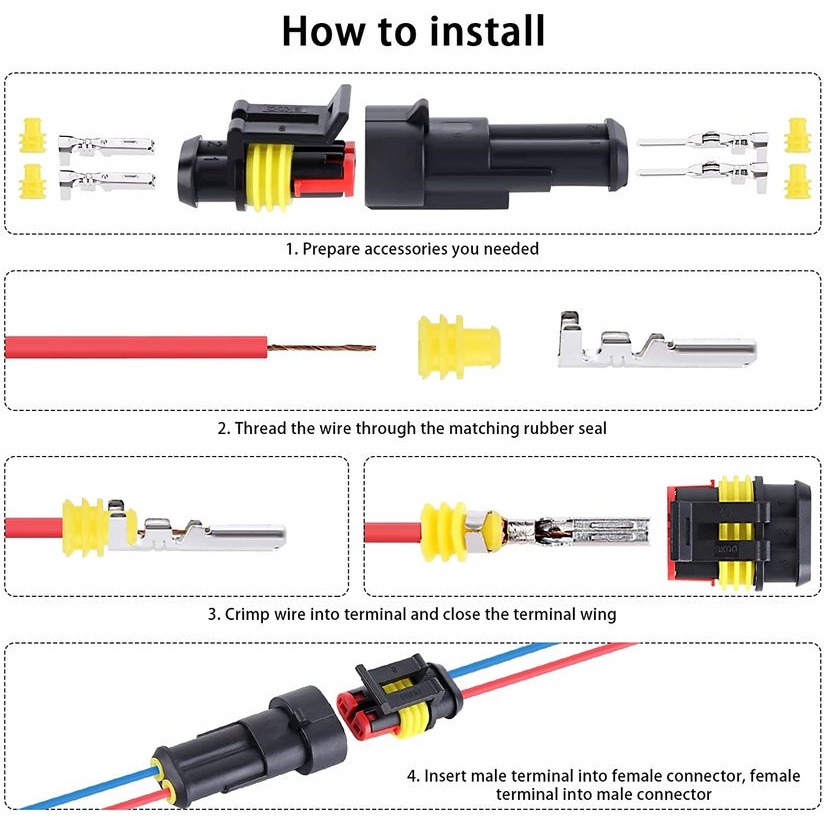 Jual Soket Kabel Motor Mobil 1 2 3 4 5 6 Pin KECIL Waterproof - Skun ...