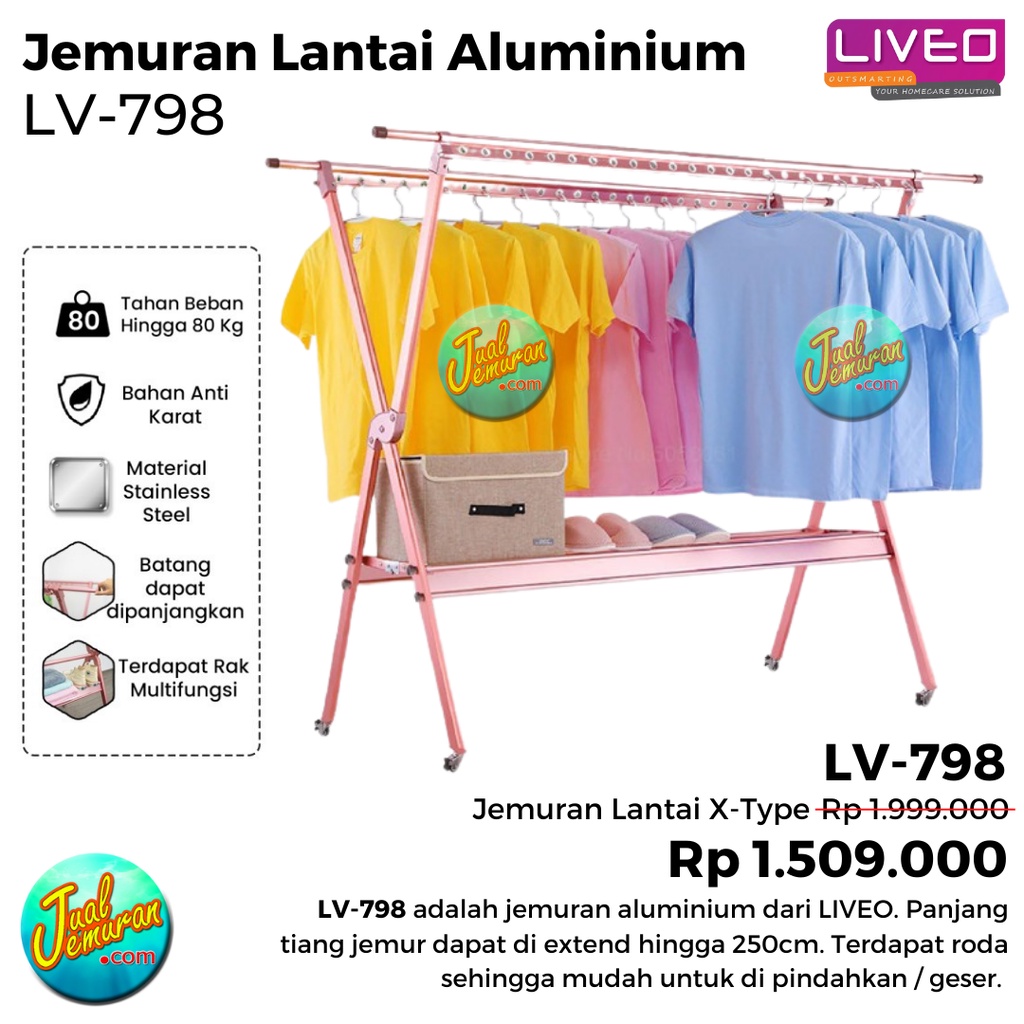 Jual Jemuran Lipat Lantai Baju Liveo LV-798 / Liveo Double Pole ...
