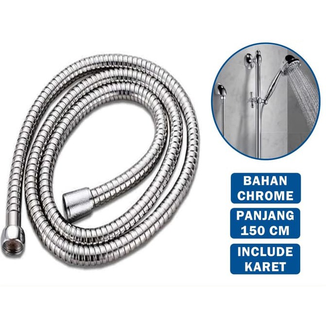 Jual Selang Pipa Shower Mandi Jet Bidet Fleksibel Universal Hose 150cm Chrome | Shopee Indonesia