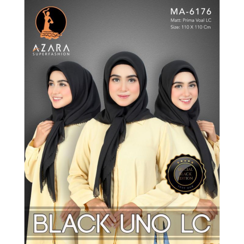 Jual Basic Voal || Hijab Paris Premium || Hijab Segiempat Black Uno LC ...