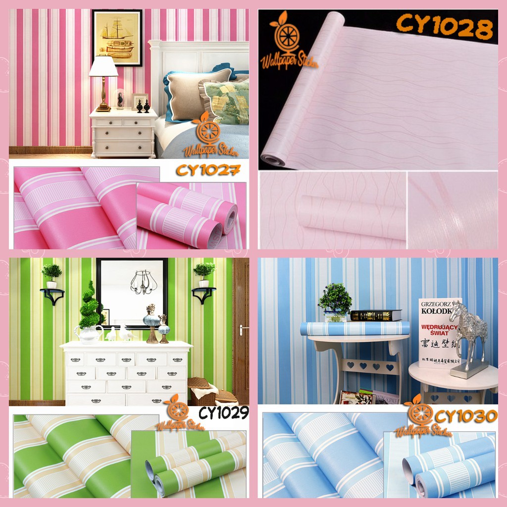 Jual Wallpaper Dinding Best Seller Motif Salur Wallstiker Premium Ukuran 45cm X 8m Stiker ...
