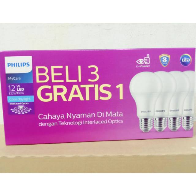 Jual Philips LED Pack 12W (3pcs+1pcs) | Shopee Indonesia