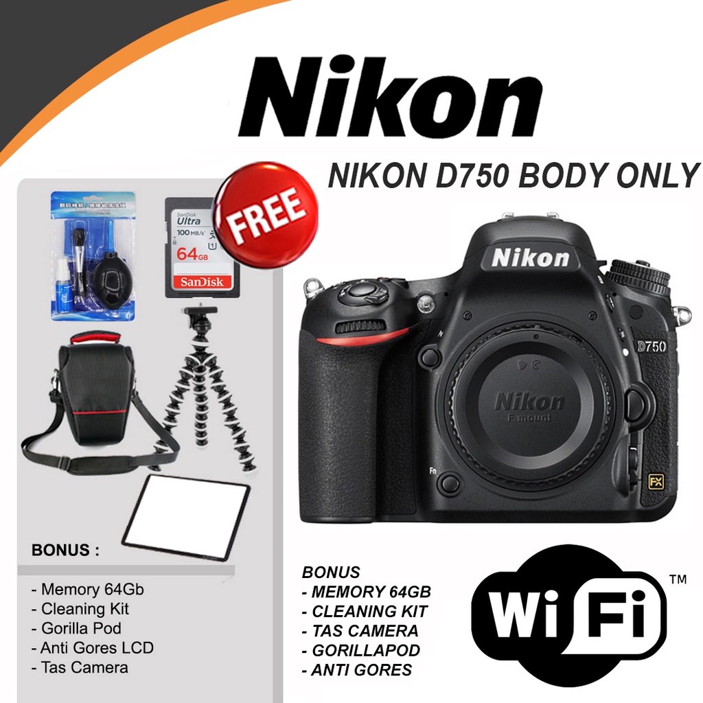 Jual NIKON D750 BODY ONLY KAMERA DSLR - Nikon D750 BO BERGARANSI DAN ORIGINAL | Shopee Indonesia