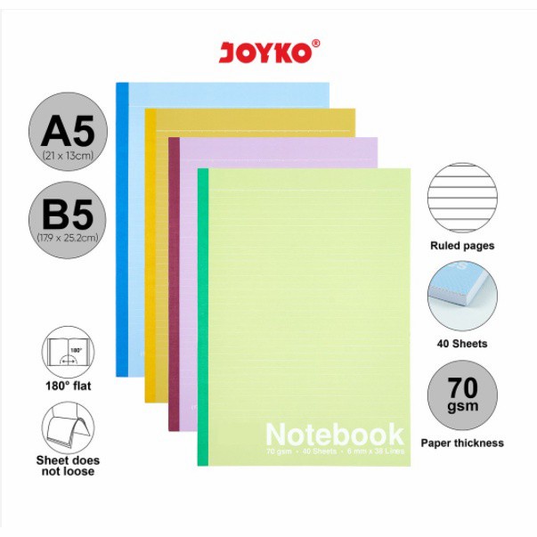Jual Buku Tulis Catatan Notebook Joyko Soft Cover NB-704 ukuran A5 ...