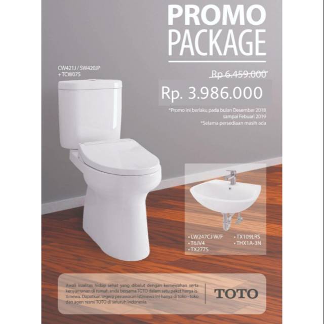 Jual Paket Closet TOTO 421J Set Lengkap Dengan Wastafel LW247CJ Set ...