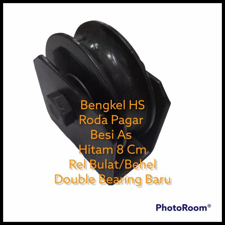 Jual Roda Pagar Besi As Hitam 8 Cm Jalur Rel Bulat Double Bearing Baru ...