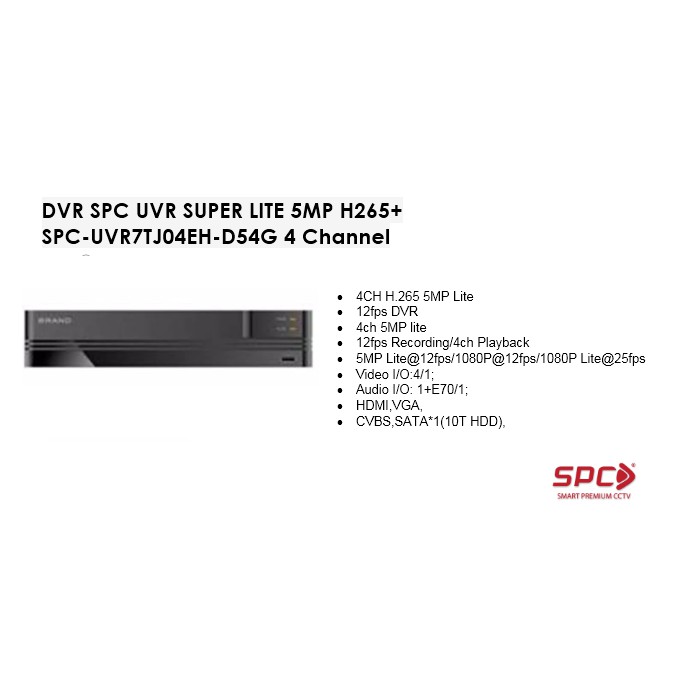 Jual DVR SPC UVR SUPER LITE 5MP H265+ SPC-UVR7TJ04EH-D54G 4 Channel ...
