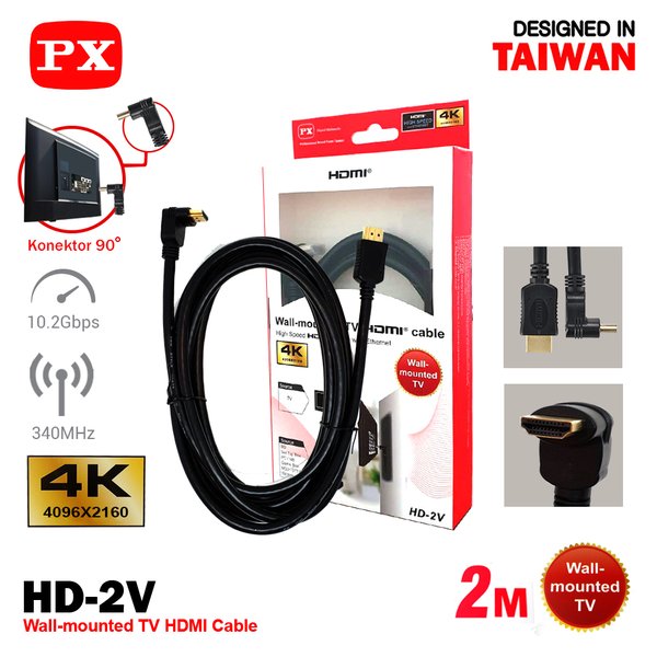Jual Jual ORIGINAL 4K 90 derajat L Kabel HDMI Ethernet 2m PX HD-2V Berkualitas | Shopee Indonesia
