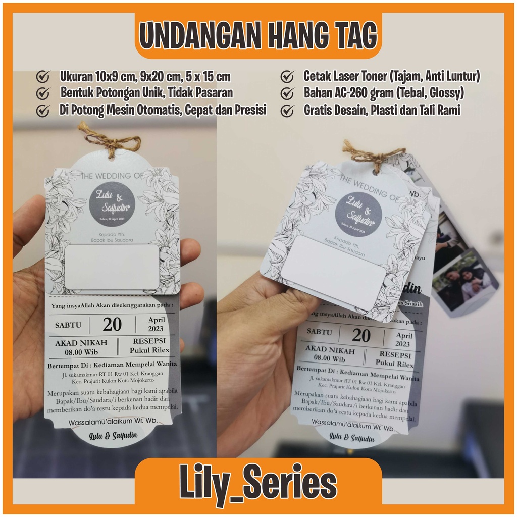 Jual Undangan pernikahan hang tag hangtag unik elegan aesthetic estetik ...