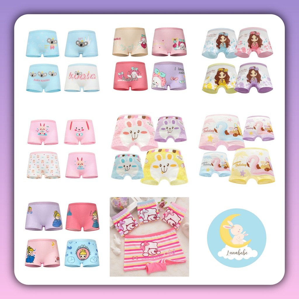 Jual (4 pcs) Celana dalam anak perempuan segiempat underwear boxer ...