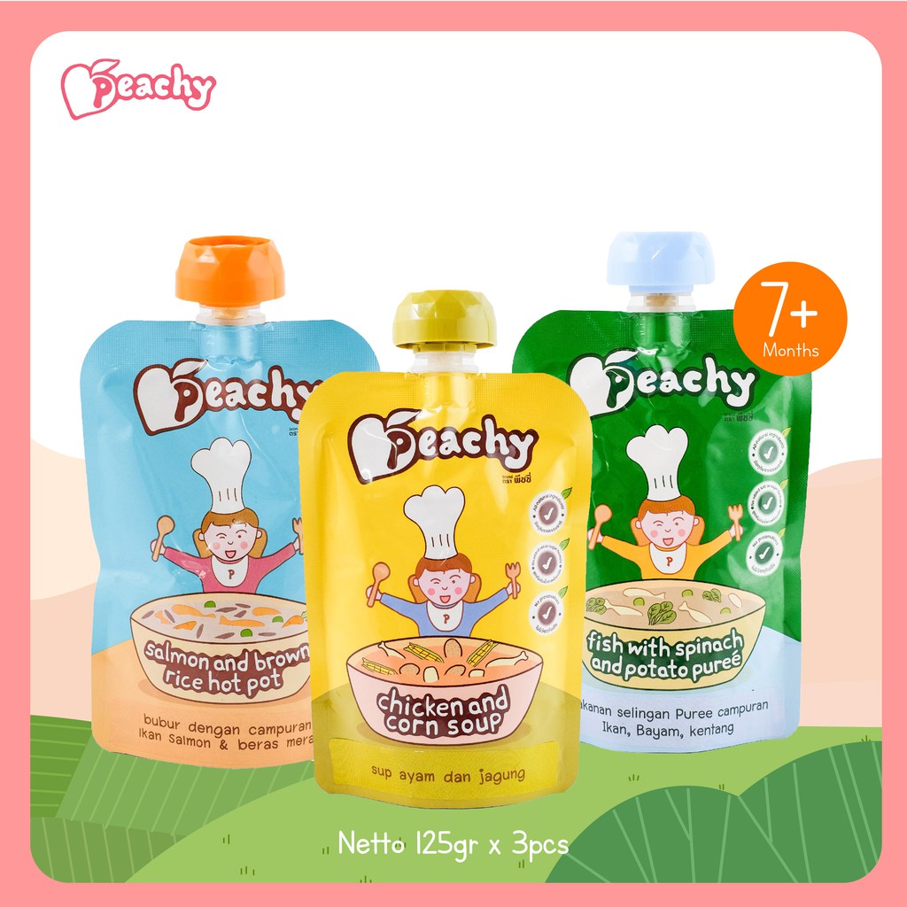 Jual [PAKET MPASI 7 BULAN] - Peachy CHESS (CHickEn, Salmon, fiSh) Puree ...