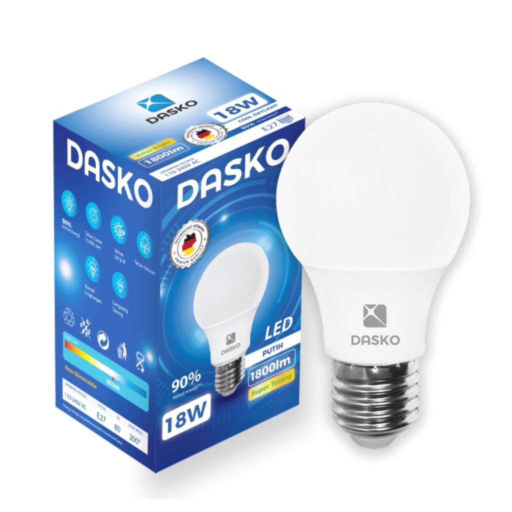 Jual Lampu Led DASKO Putih 5, 7, 9, 10, 12, 14, 18, 20 watt Bentuk ...