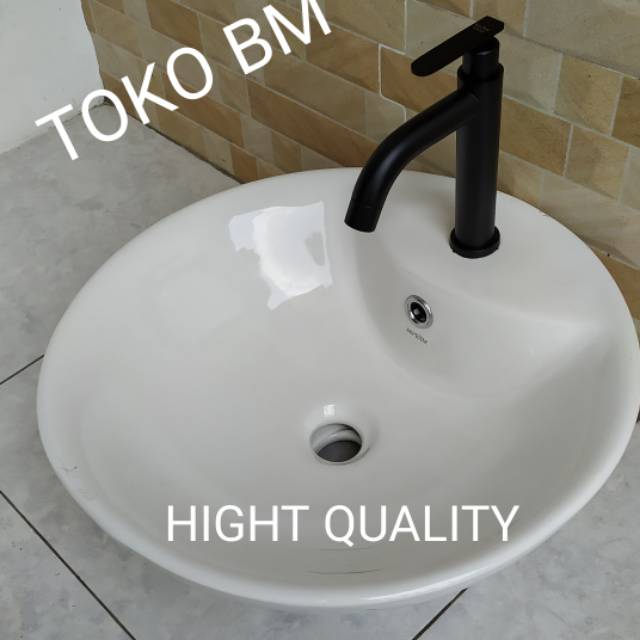 Jual Wastafel set mangkok super hight class/wastafel bulat plus kran ...