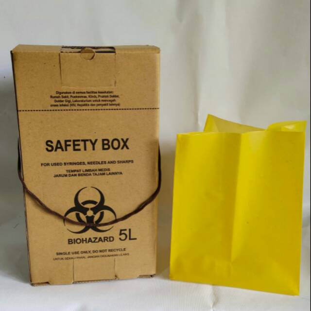 Jual Tempat sampah medis ~ safety box 5L - Coklat lengkap | Shopee Indonesia