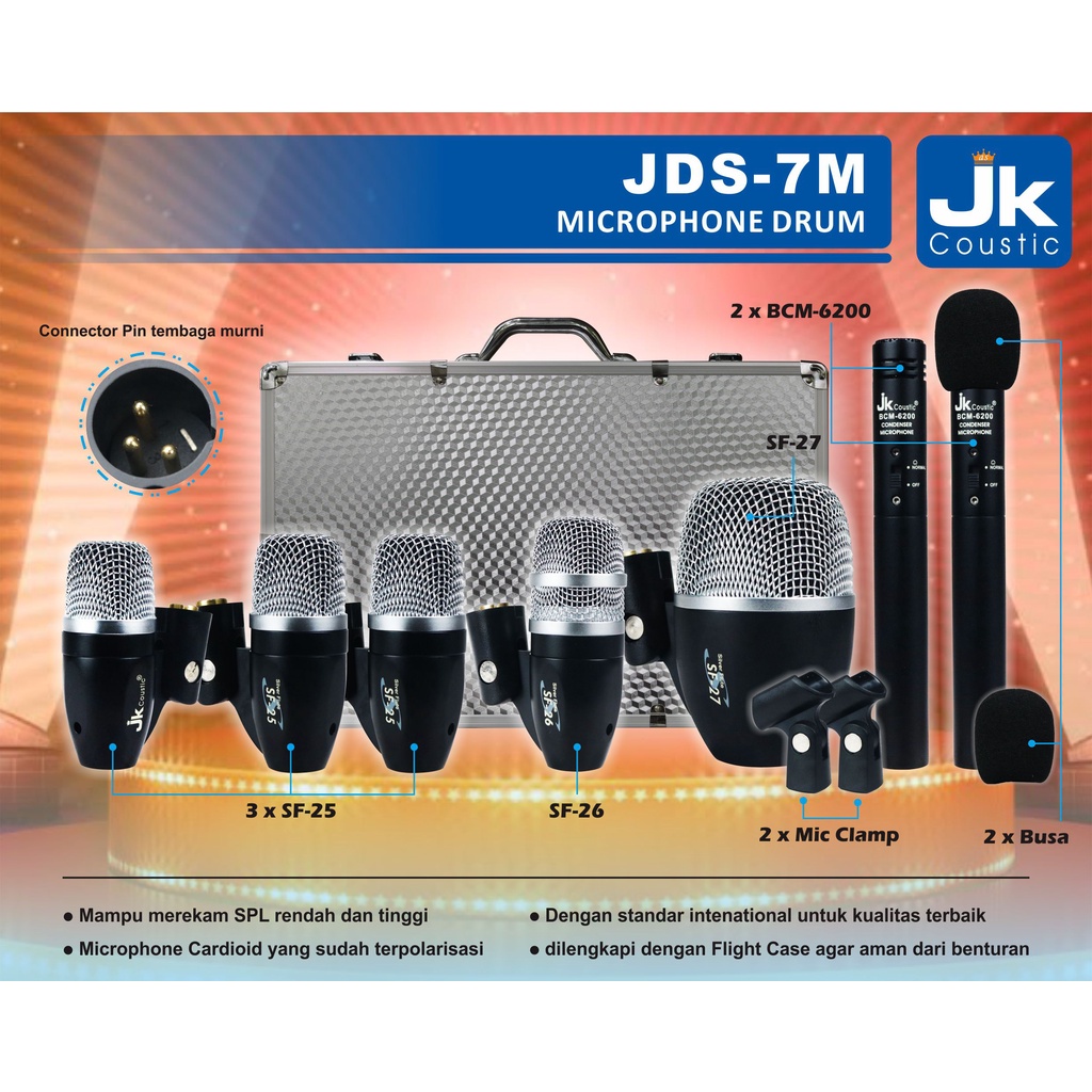 Jual Mic Drum JDS 7M Jk Coustic Microphone Drum | Shopee Indonesia