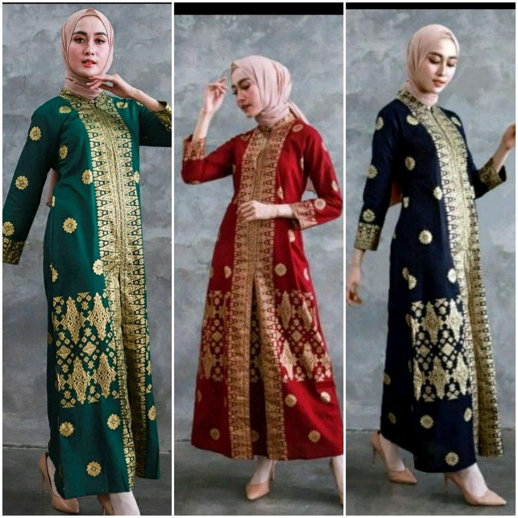 Jual Ready Gamis Batik Songket Palembang Prada mewah | Shopee Indonesia