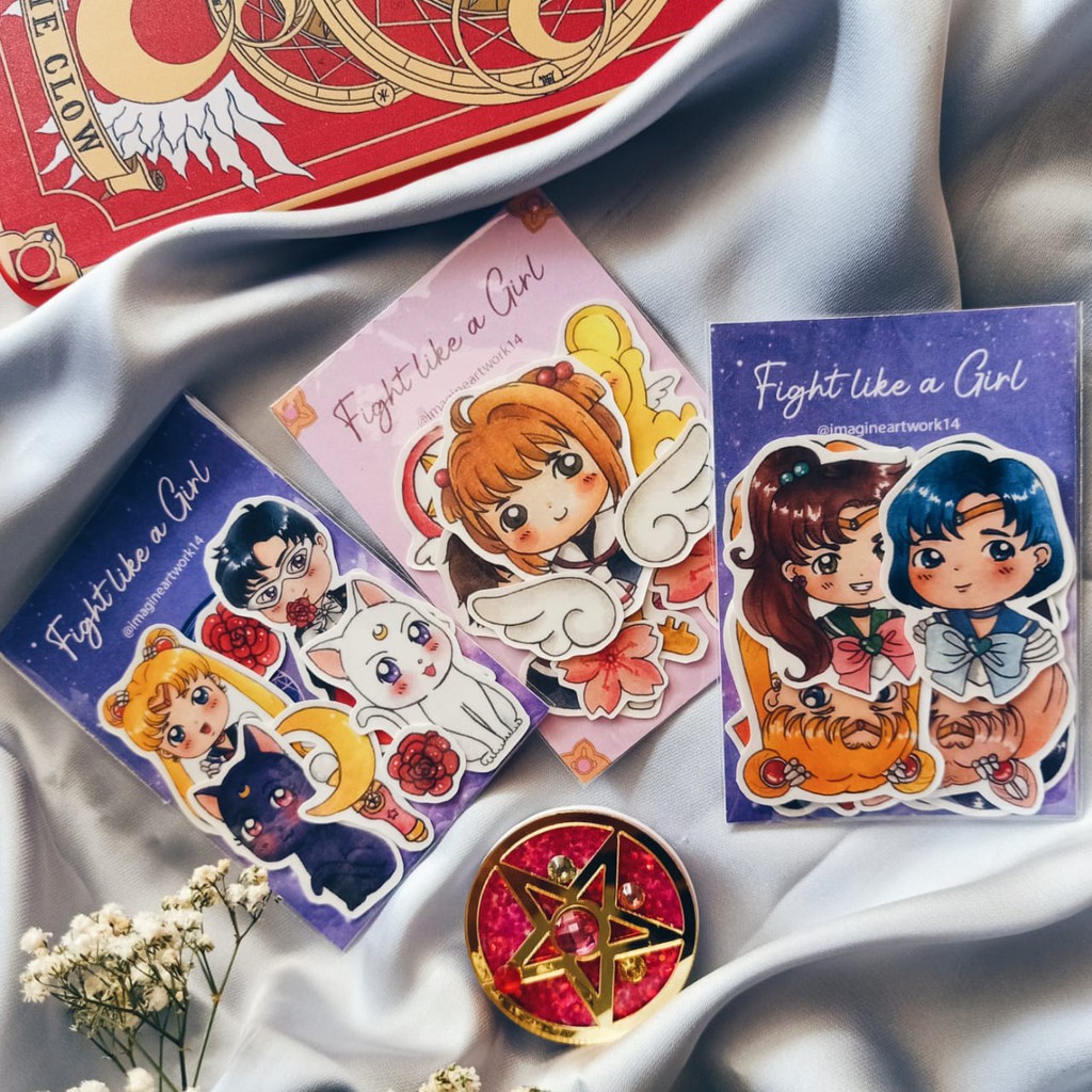 Jual IMAGINEARTWORK14 Sticker Pack Fight Like a Girl Series / Stiker ...