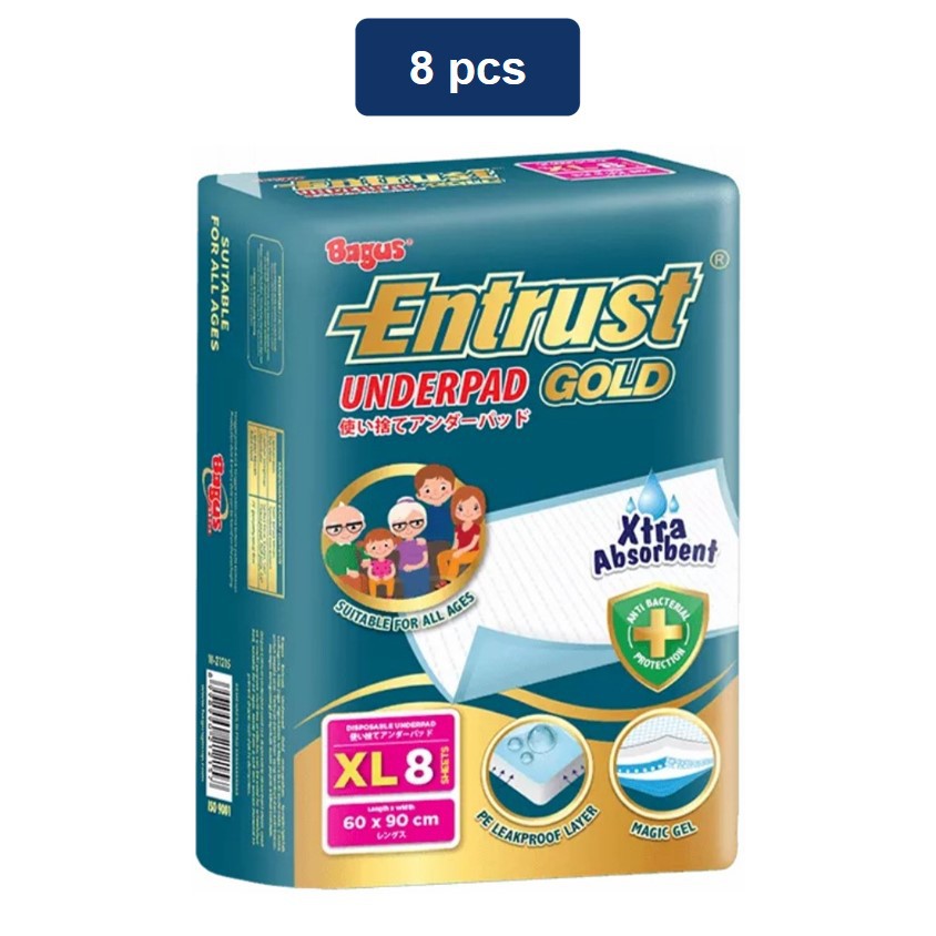 Jual Bagus Entrust Gold Underpad XL 60 x 90 cm 8 pcs | Shopee Indonesia