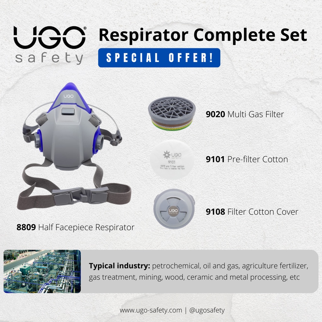 Jual UGO SAFETY Respirator Complete Set, Masker Kerja | 9020 Multi Gas ...