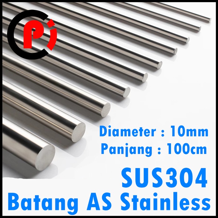 Jual Batang AS STAINLESS SUS 304 SHAFT SMOOTH ROD Round 10mm x 100cm ( 1M ) | Shopee Indonesia