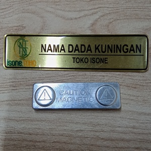 Jual Nama Dada Name Tag Kuningan Stainless Steel 0.5 Magnet Custom ...