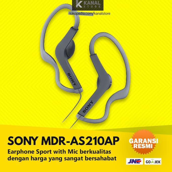 Jual SONY SPORT MDR AS210AP BLACK ORIGINAL EARPHONE BASS HEADSET ...