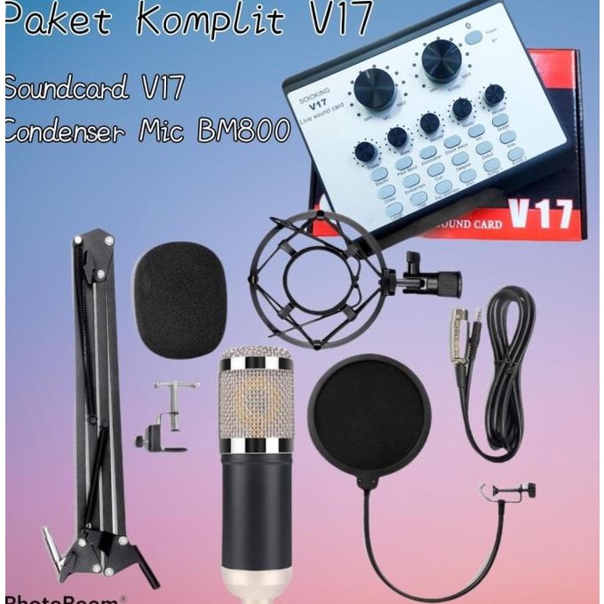 Jual Paket Komplit Mic Bm800 Stand Microphone Bm 800 Soundcard V8 / V17 ...