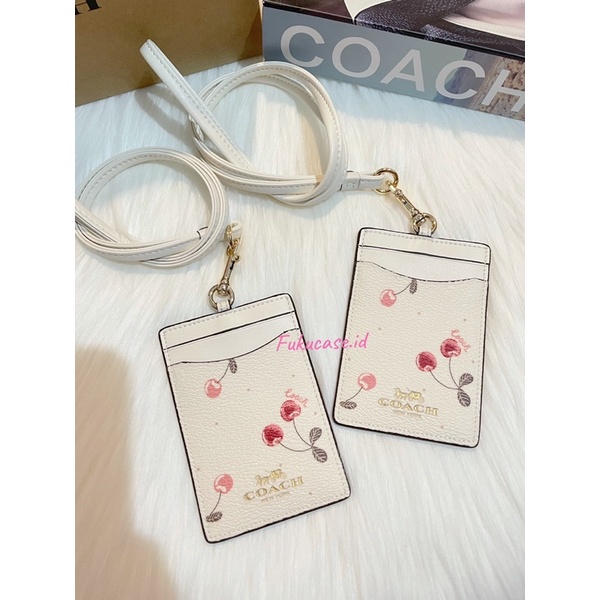 Jual Coach White Cherry Lanyard || Name Tag || ID Card Holder | Shopee ...