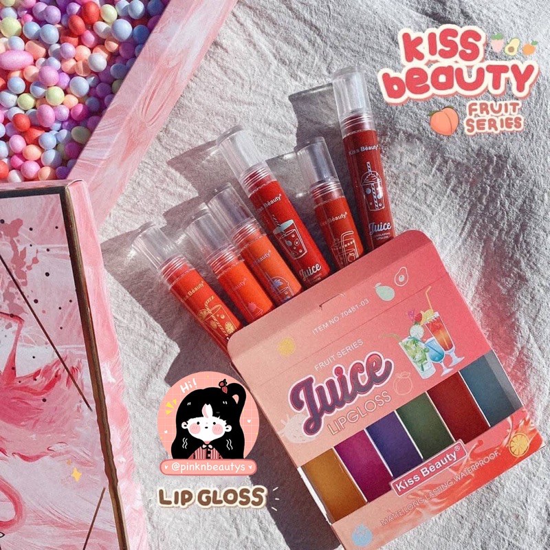 Jual KISS BEAUTY - Fruit Series Juice Lip Gloss (1 SET 6 WARNA ...