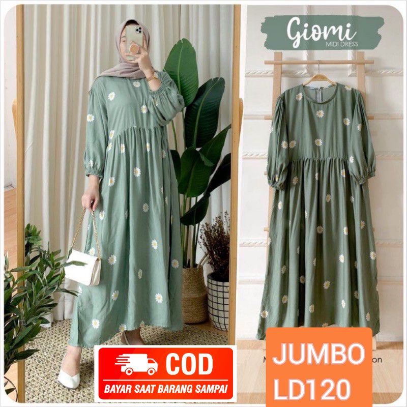 Jual MIDI DRESS RAYON / MIDI DRESS JUMBO / MIDI DRESS LD 120 CM ...