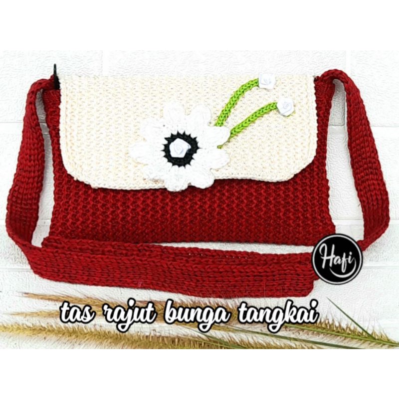 Jual tas selempang bunga tangkai #tas rajut | Shopee Indonesia