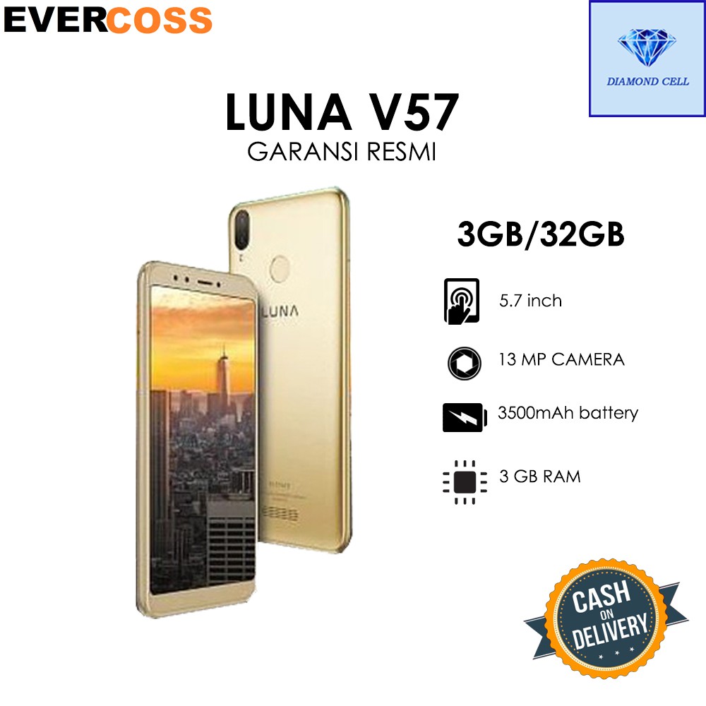 Jual EVERCOSS LUNA V DUAL V57 3/32 GB GARANSI RESMI 1 TAHUN | Shopee ...