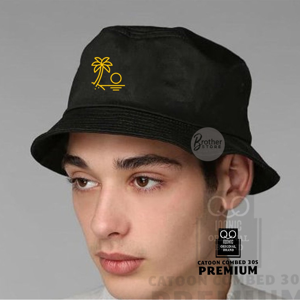 Jual Topi pria terbaru topi COCONUT MOON TEXT YELLOW topi distro pria ...