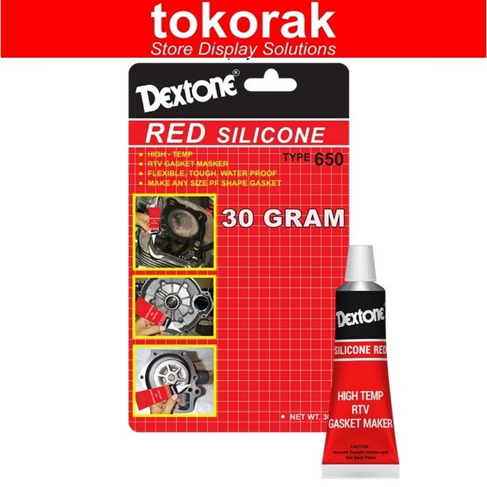 Jual DEXTONE LEM SILICONE RED SEALANT 30 GRAM - LEM GASKET RTV HIGH ...
