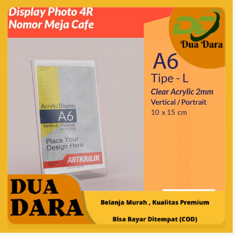 Jual STAND AKRILIK | PAJANGAN FOTO 4R | TEMPAT MENU CAFE A6 UKURAN 10 X 15 CM Tipe L | Shopee ...
