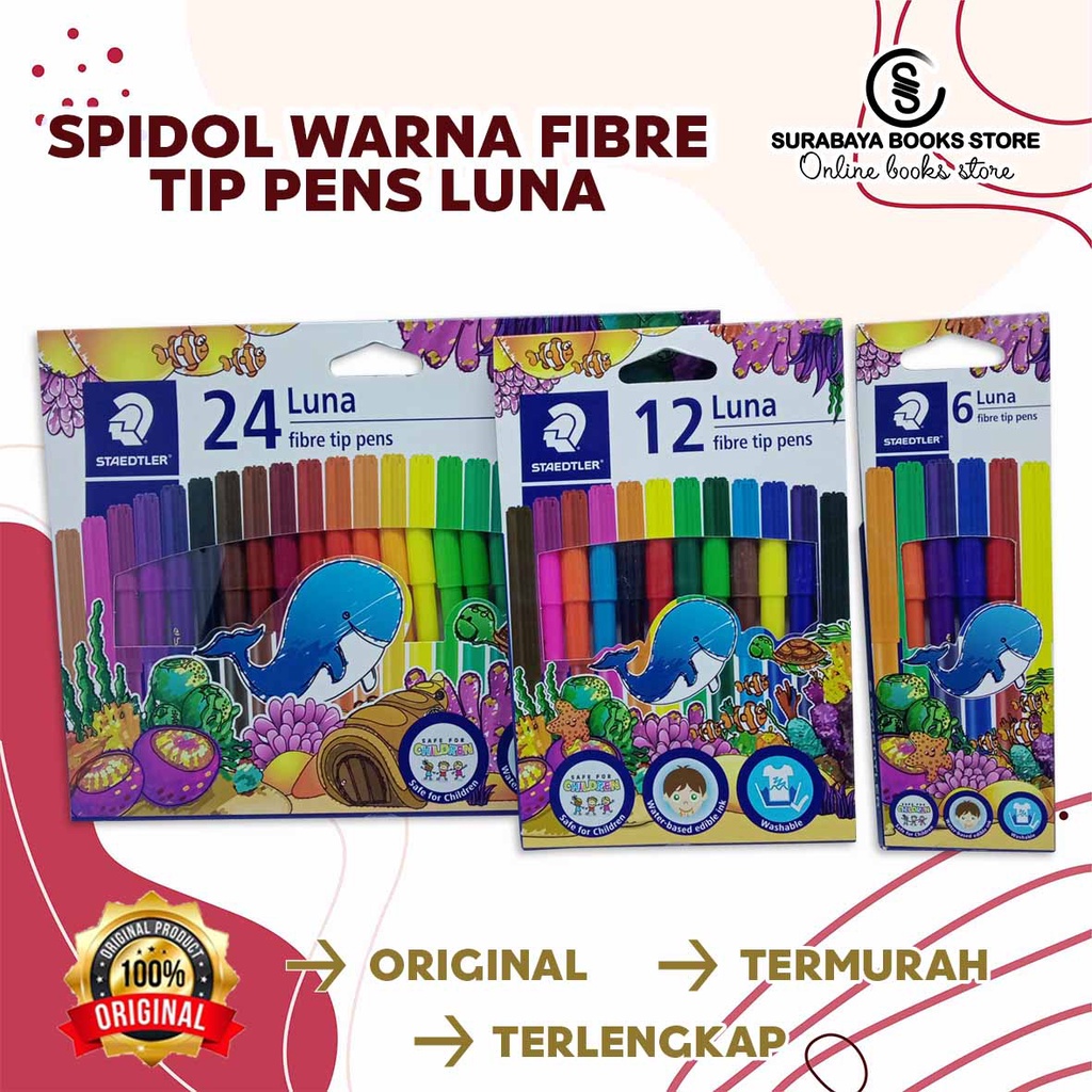 Jual SPIDOL WARNA FIBRE TIP PENS LUNA STAEDTLER / SPIDOL WARNA | Shopee ...