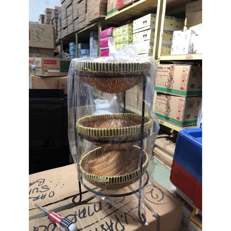 Jual rak anyaman bambu / rak bawang 3 tingkat | Shopee Indonesia