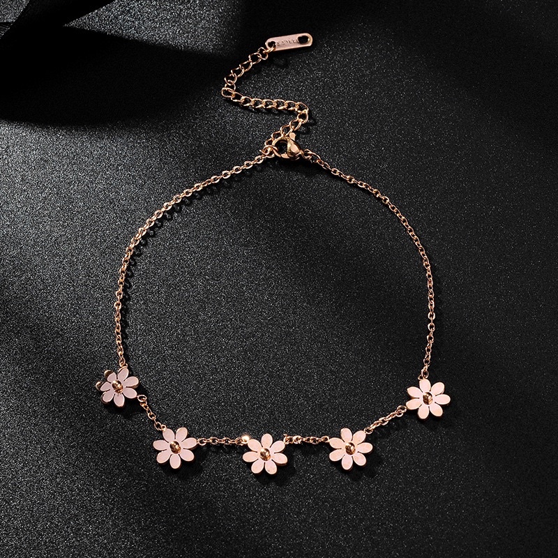 Jual 341# Gelang Wanita Titanium Lapis emas model Bunga melingkar ...