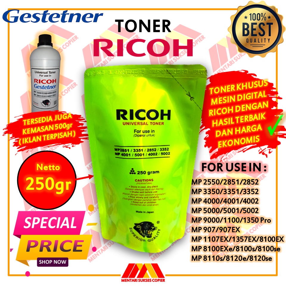 Jual TONER RICOH MP SERIES 250 GRAM MESIN FOTOCOPY COMPATIBLE TERLARIS ...