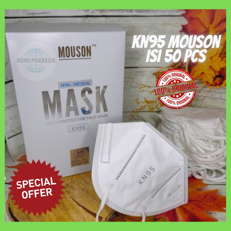 Jual Masker KN95 5ply Mouson Standart bahan medis KN 95 5 ply isi 50 pcs | Shopee Indonesia