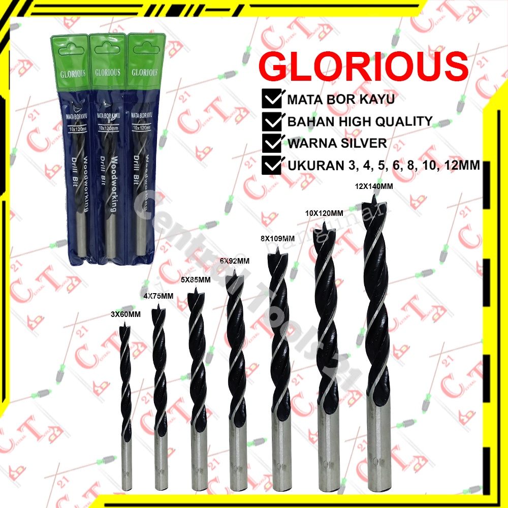 Jual Mata Bor Kayu 3MM 4MM 5MM 6MM 8MM 10MM 12MM Glorious Pembolong ...