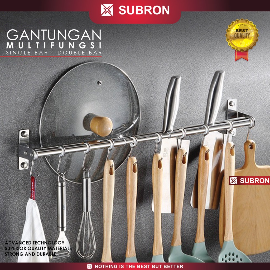 Jual SUBRON Kitchen Bar 80cm 100cm Rak Gantungan Dapur Pisau Sutil ...