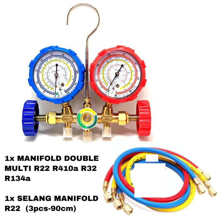 Jual MANIFOLD DOUBLE GAUGE MULTI R22 R410a R32 | Shopee Indonesia