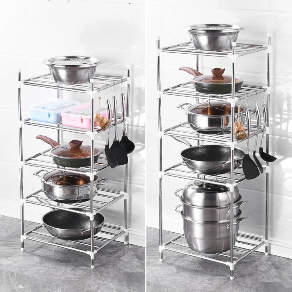 Jual Rak dapur susun Rak panci 5 susun stainless steel PANTREE bonus ...
