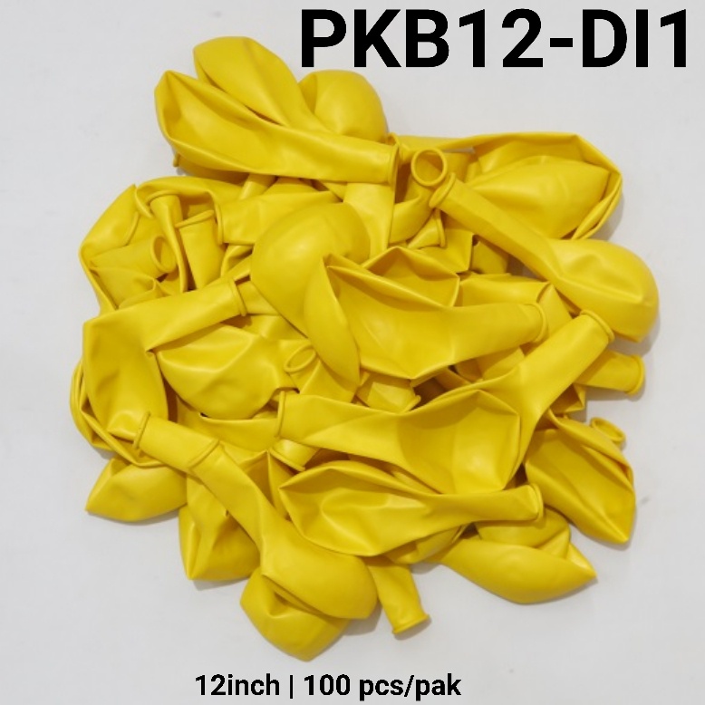 Jual PKB12-DI1 Balon latex 12 inch 1 pak isi 100 doff tebal kuning ...