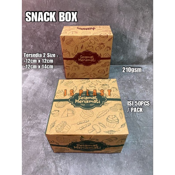 Jual (ISI 50PCS) Snack Box 12x12cm 12x14cm / Dus Kue Bahan Kraft / Dus ...