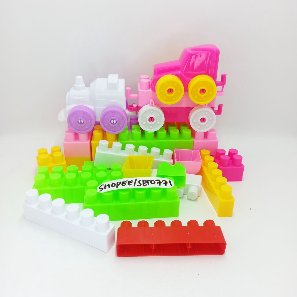 Jual Mainan Anak Balok Bongkar Pasang Kereta Kicir Angin Block Train ...