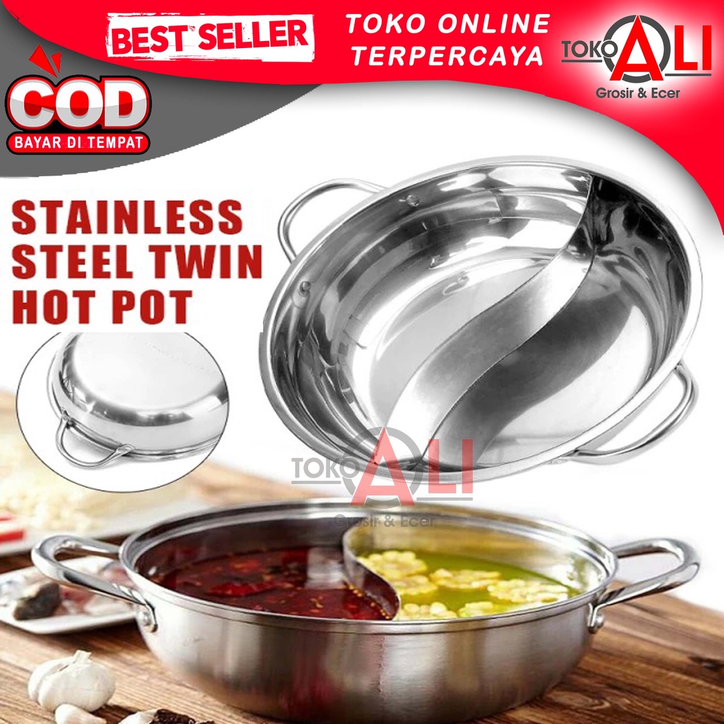 Jual panci shabu 2 sekat Stenlis Steel bahan tebal tidak mudah karat ...